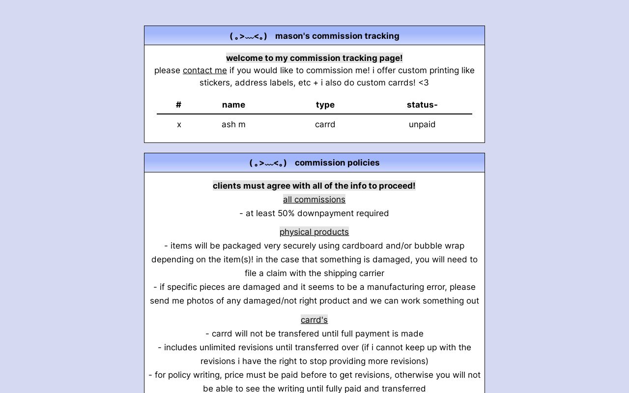 mason's commission tracking